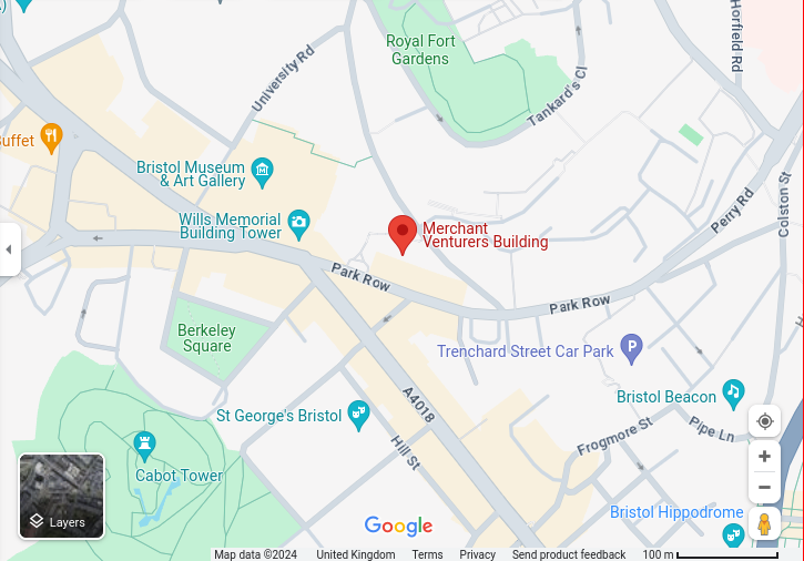 Map showing the location of the Merchant Venturers (a pox upon them) Building